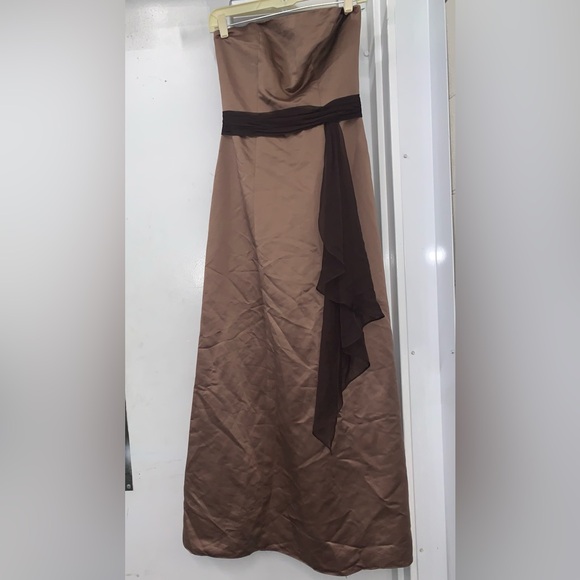 Eden Maids | Dresses | Eden Maids Elegant Brown Satin Dress | Poshmark